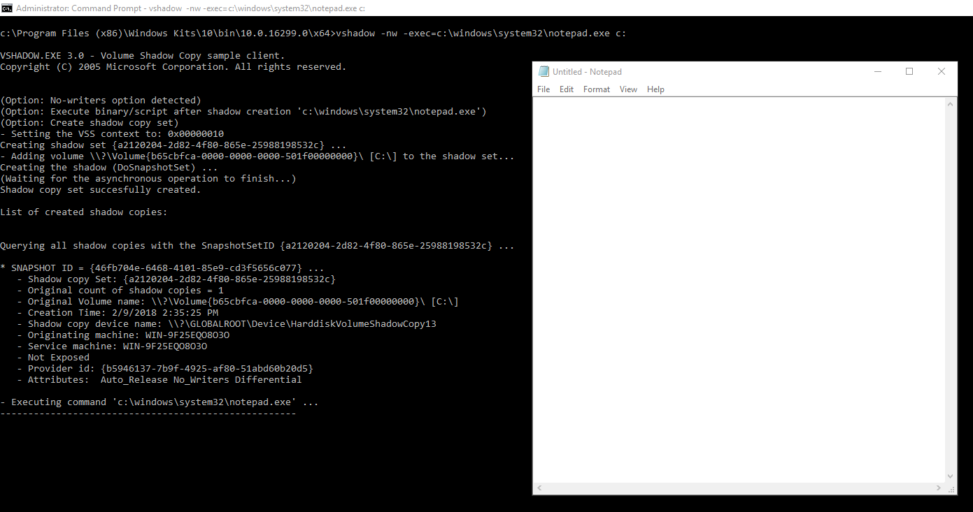 Vshadow: Abusing the Volume Shadow Service for Evasion, Persistence ...